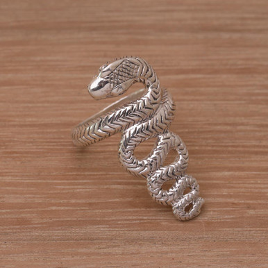 Handmade 925 Sterling Silver Snake Cocktail Ring 'Slinking Serpent ...