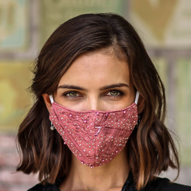 3 Beaded Lace Embroidered Contoured Face Masks 'Island Elegance ...