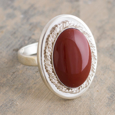 Handmade Russet Jasper Cocktail Ring 'Cachet' - International Medical Corps