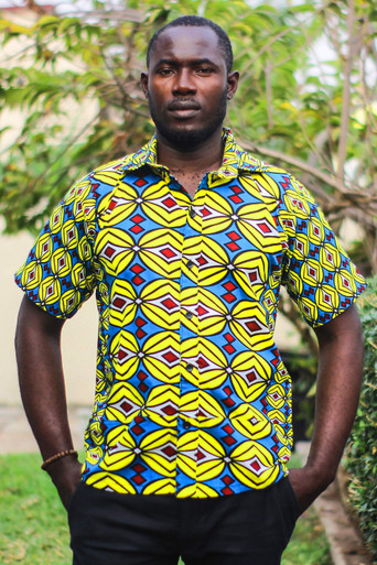 Geometric Pattern Men's Cotton Shirt from Ghana 'A Day at Sea ...