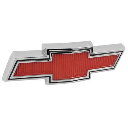 1967-1968 Chevy Truck Grill Emblem Chrome with Red Details, With Hardware