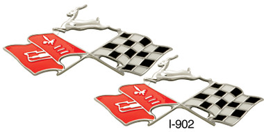 1961 Chevy Impala Quarter Panel Flag Emblems, Pair