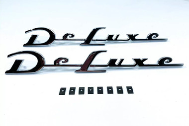1949-1950 Chevy Car Front Fender Emblems " Deluxe". Pair