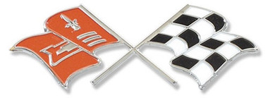 1957 Chevy Car Fuel Injection Flags Emblem. Pair