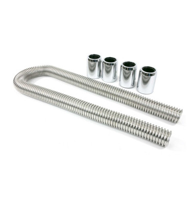 Polished Stainless Steel 48" Flexible Radiator Hose Kit
