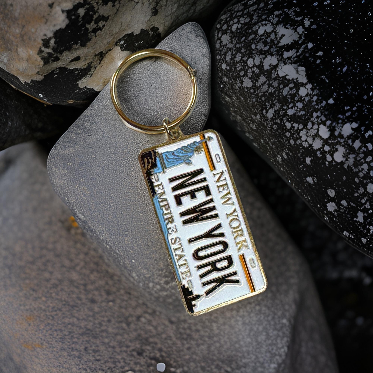 Metal New York License Plate Key Chain