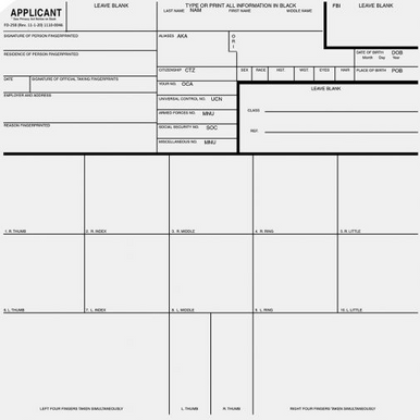 Applicant Record Cards 8x8 - Set of 100 - A2 Firearms
