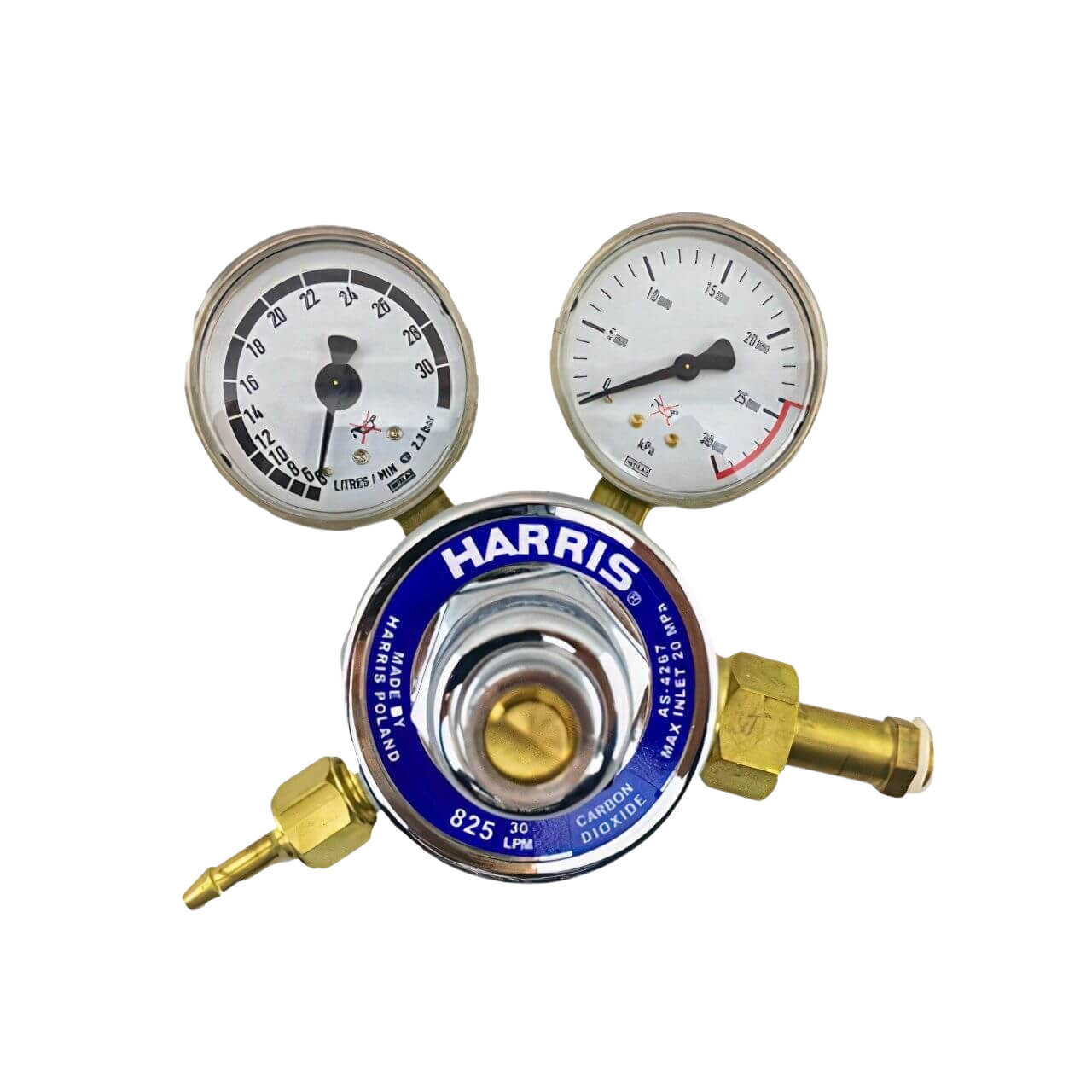 Harris 825 CO2 Regulator. 0-30LPM. Side Inlet - ACL Industrial Technology