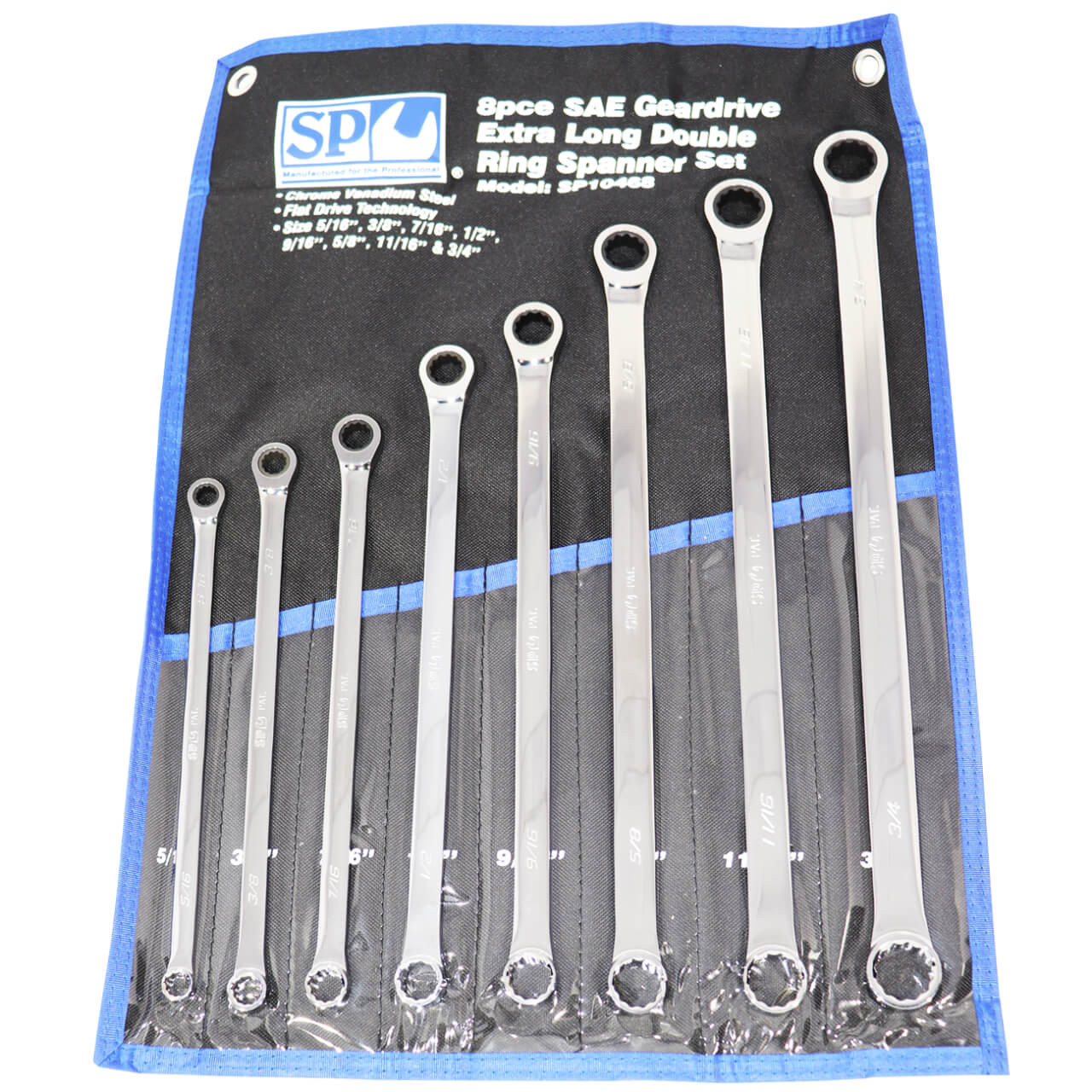 SP Tools 5/16-3/4 Geardrive Double Ring Extra Long Spanner Set Imperial ...