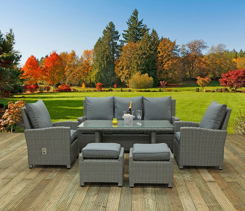 Rowena Half Round Rattan Dining Set with Ice Bucket - CB Gold