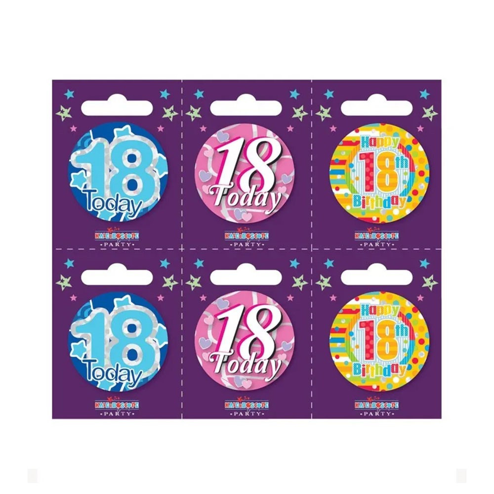 AGE 18 Small Badges 6 Assorted - CB Gold