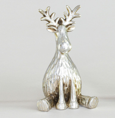 30cm Resin Moose Ornament Silver - CB Gold