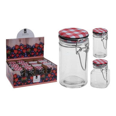 Storage Jar With Red And White Checker Design Lid - CB Gold