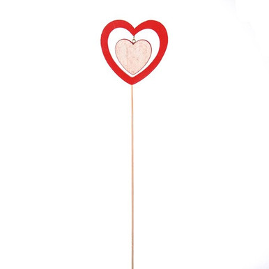 Amora Wooden Heart In Heart Stick Red - CB Gold