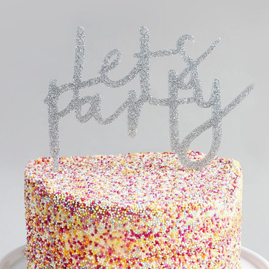 Silver Let's Party Cake Topper - CB Gold
