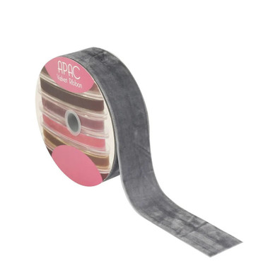 Grey Velvet Ribbon 50mm x 20m - CB Gold