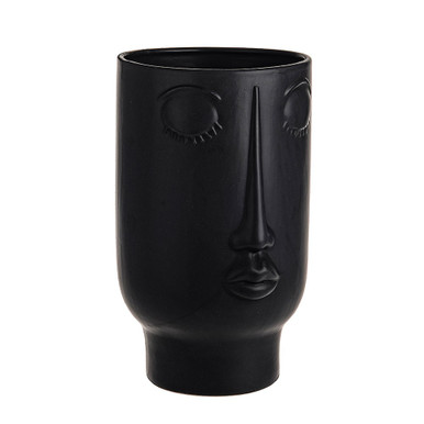 Porcelain Face Vase 16.5Cm X 15Cm X 25.5M Black - CB Gold