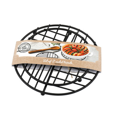 Set of 2 Black Iron Trivet Trays - CB Gold