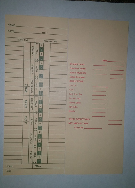Time Cards E5000- Weekly Time Cards - 1-800-TIMECLOCKS
