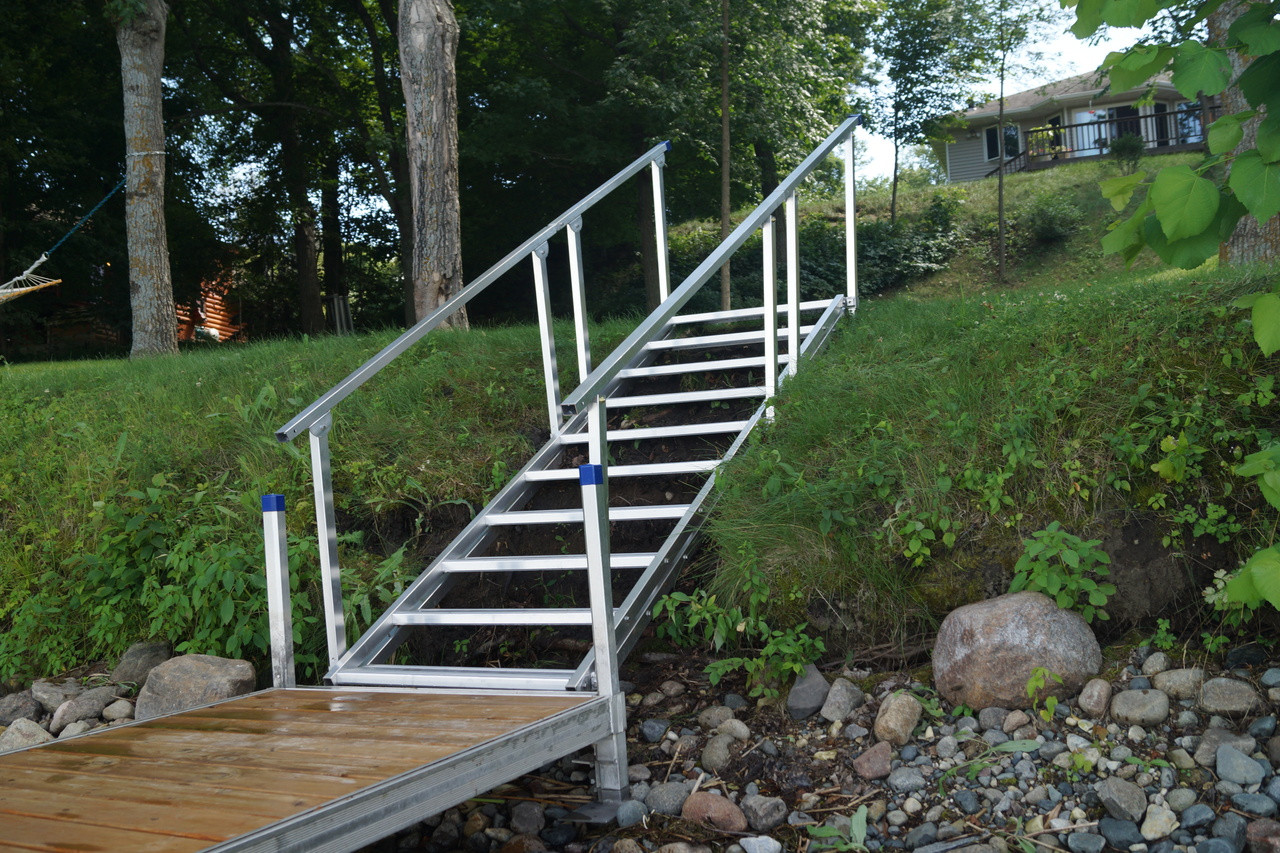 Dock Steps with Handrail - The Shore Shack