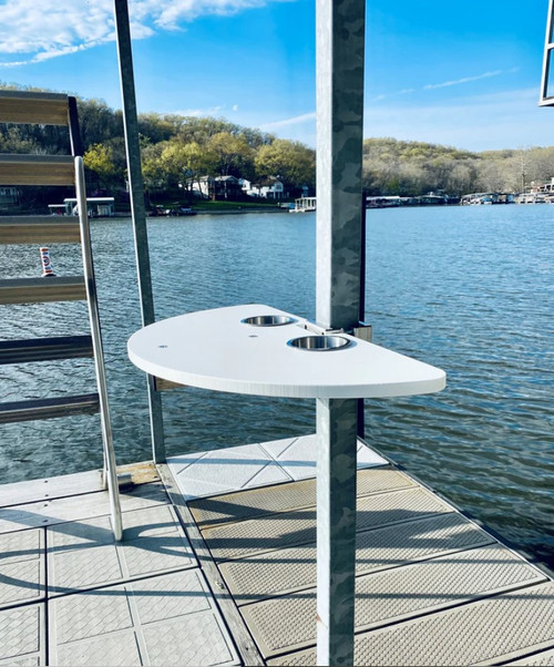 Half Round Dock Table with Cup Holders | The Shore Shack
