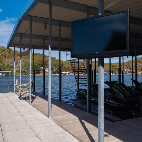 TV Mount: Outdoor Dock TV Mount with Swivel & Tilt Design