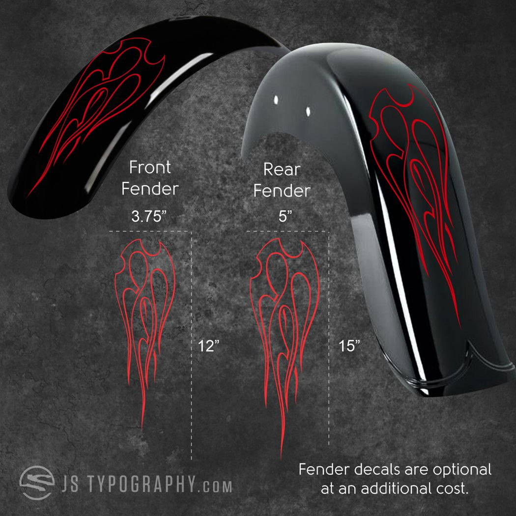 Flames Decal for Motorcycle Tank - JS Typography LLC.