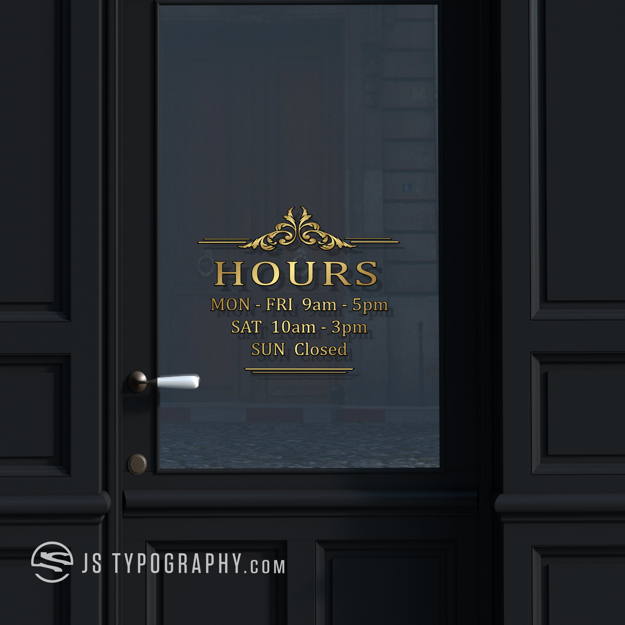 Hours with Ornament Gold - JS Typography Inc