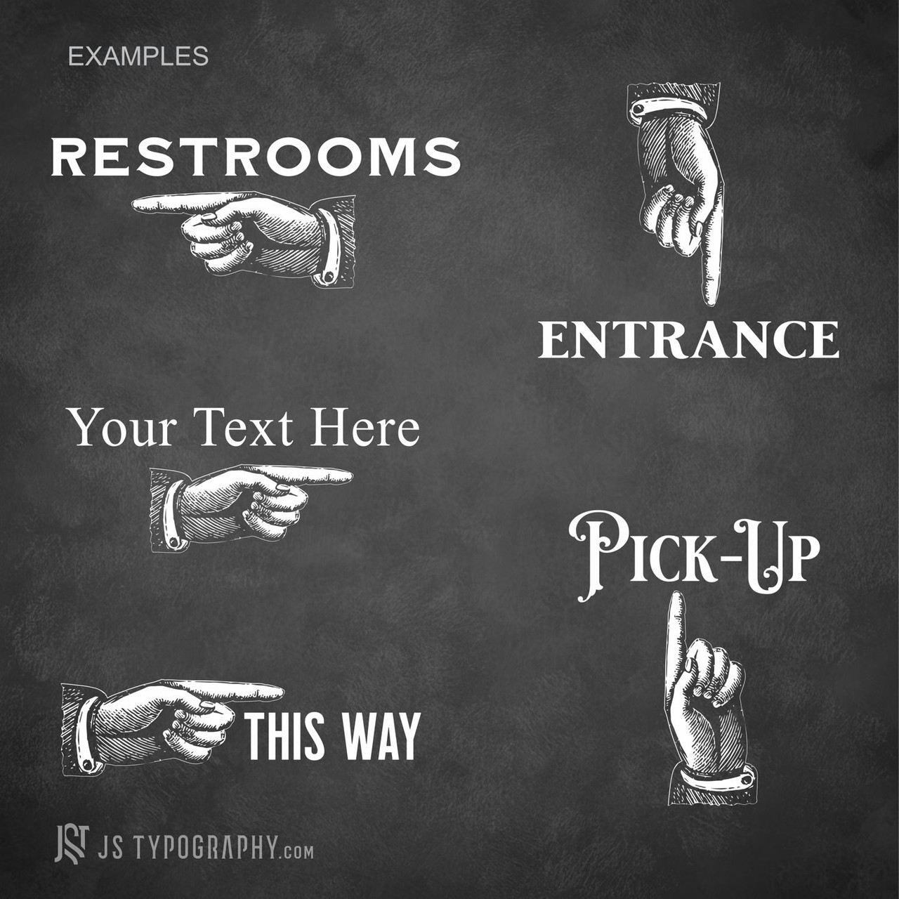 Hand Pointing Decal - JS Typography Inc