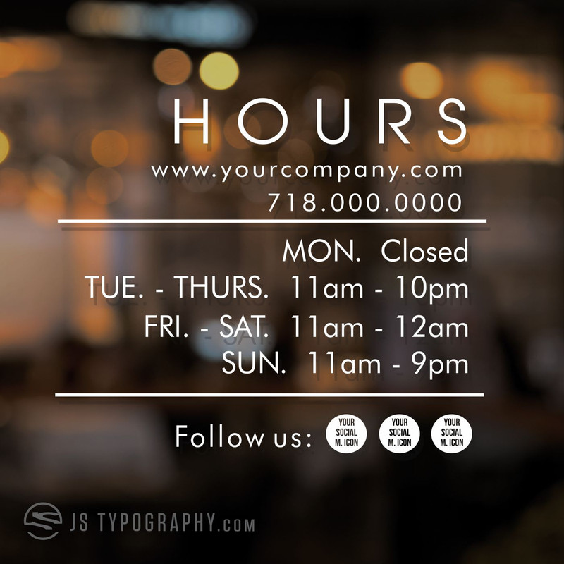Modern Hours decal - JS Typography Inc