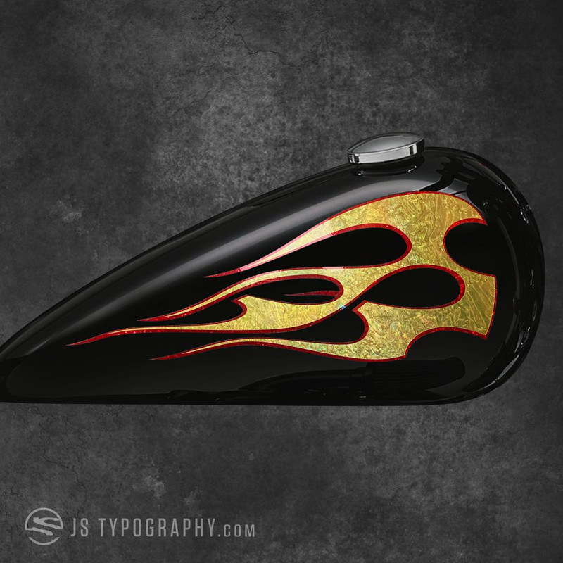Flames Decal for Tank Gold - JS Typography Inc