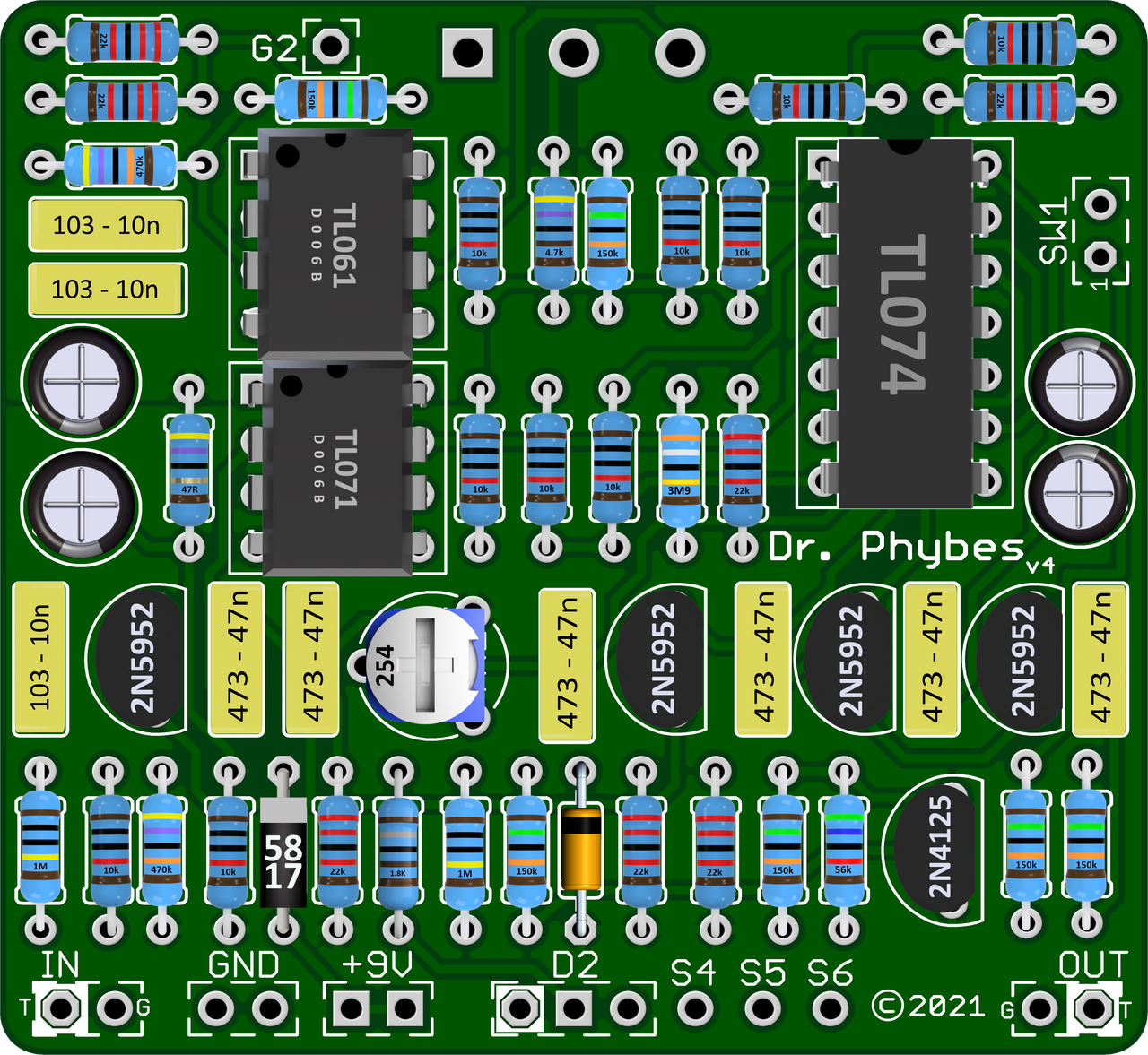 GuitarPCB Dr. Phybes Phaser Kit by Pedal Parts and Kits