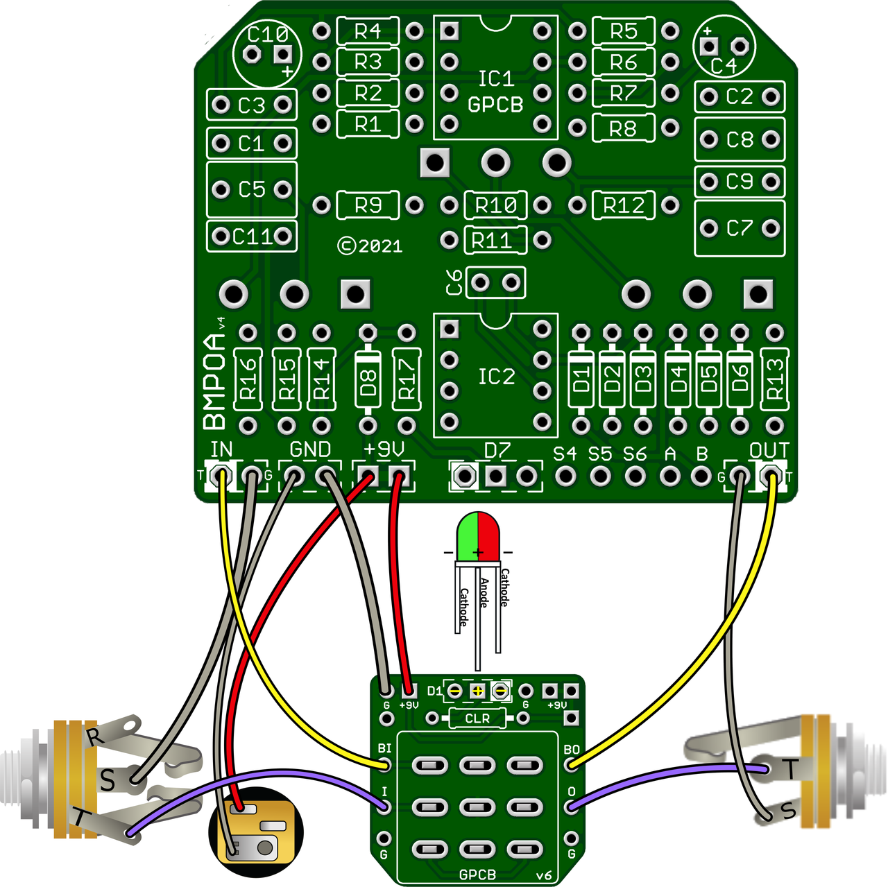 GuitarPCB BMP OpAmp Pedal Kit (Muff) Pedal Kit by Pedal Parts and Kits