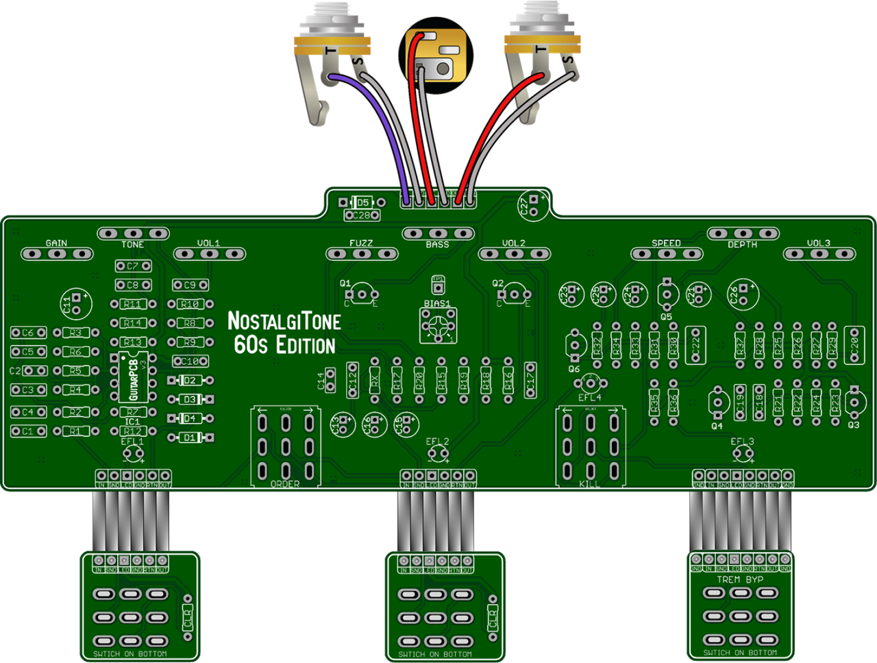 GuitarPCB NostalgiTone 60s Combo Pedal Kit Pedal Kit by Pedal Parts and ...