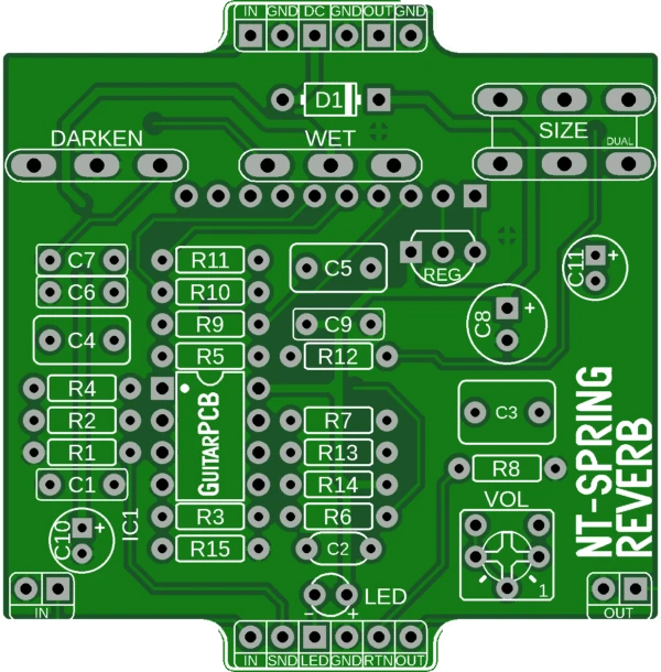 GuitarPCB NostalgiTone Spring Reverb Pedal Kit by Pedal Parts and Kits
