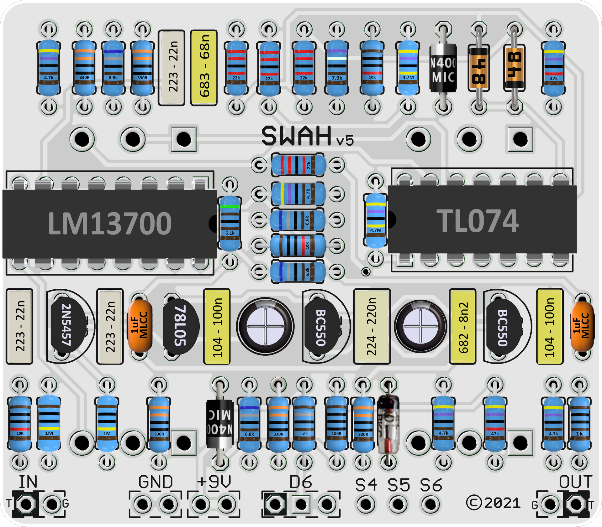 GuitarPCB SWAH Autowah Pedal Kit by Pedal Parts and Kits