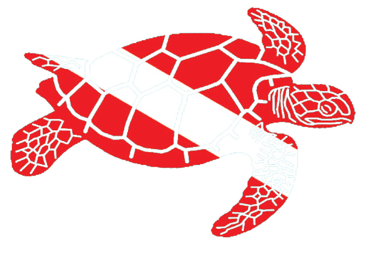 Scuba Diving Bumper Sticker Dive Flag Decal - Swimming Turtle - Coral ...