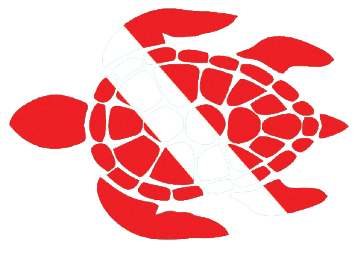 Scuba Diving Bumper Sticker Dive Flag Decal - Graphic Turtle - Coral ...