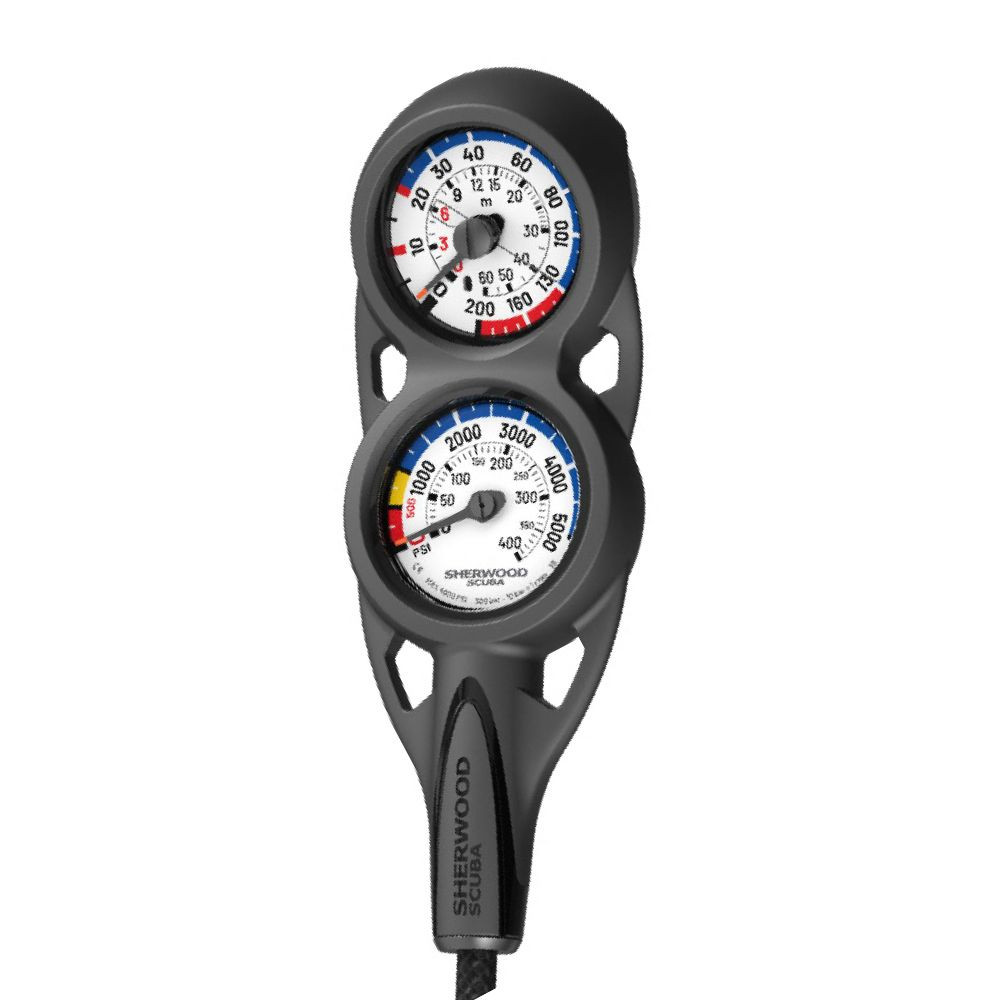 Sherwood Scuba Diving Analog Depth & Pressure Gauge Console - Coral Sea ...