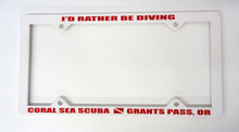 Coral Sea Scuba License Plate Frame Dive Flag I'd Rather Be Diving ...