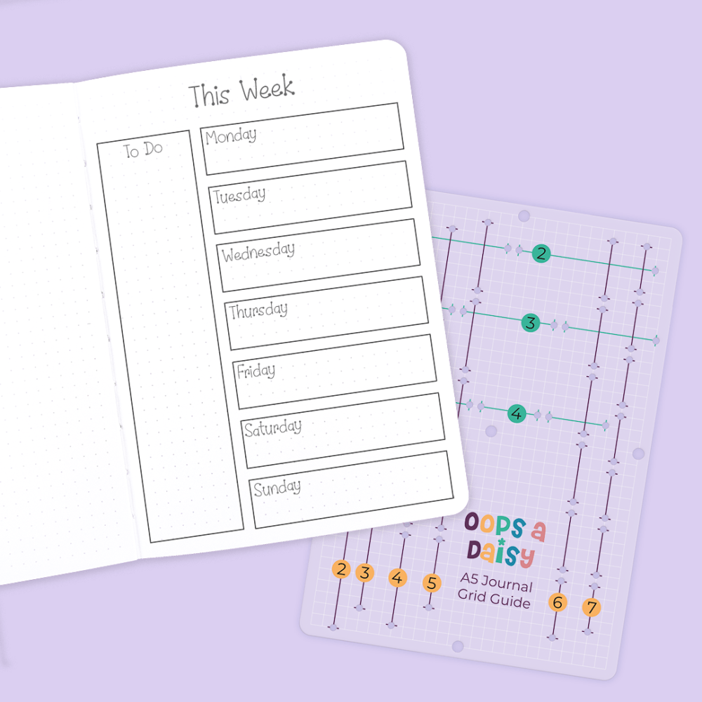 Oops a Daisy - B5 Journal Grid Guide - Bullet Journal Stencil ...