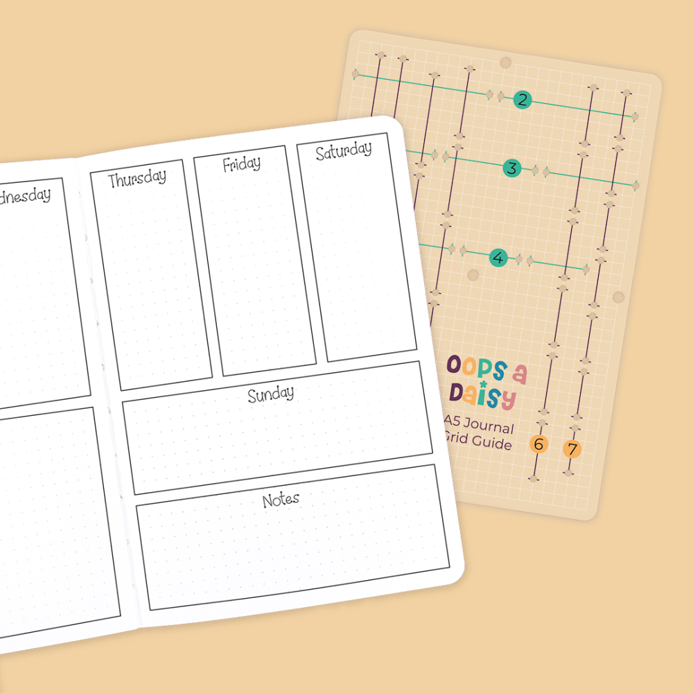 Oops a Daisy - A5 Journal Grid Guide - Bullet Journal Stencil ...