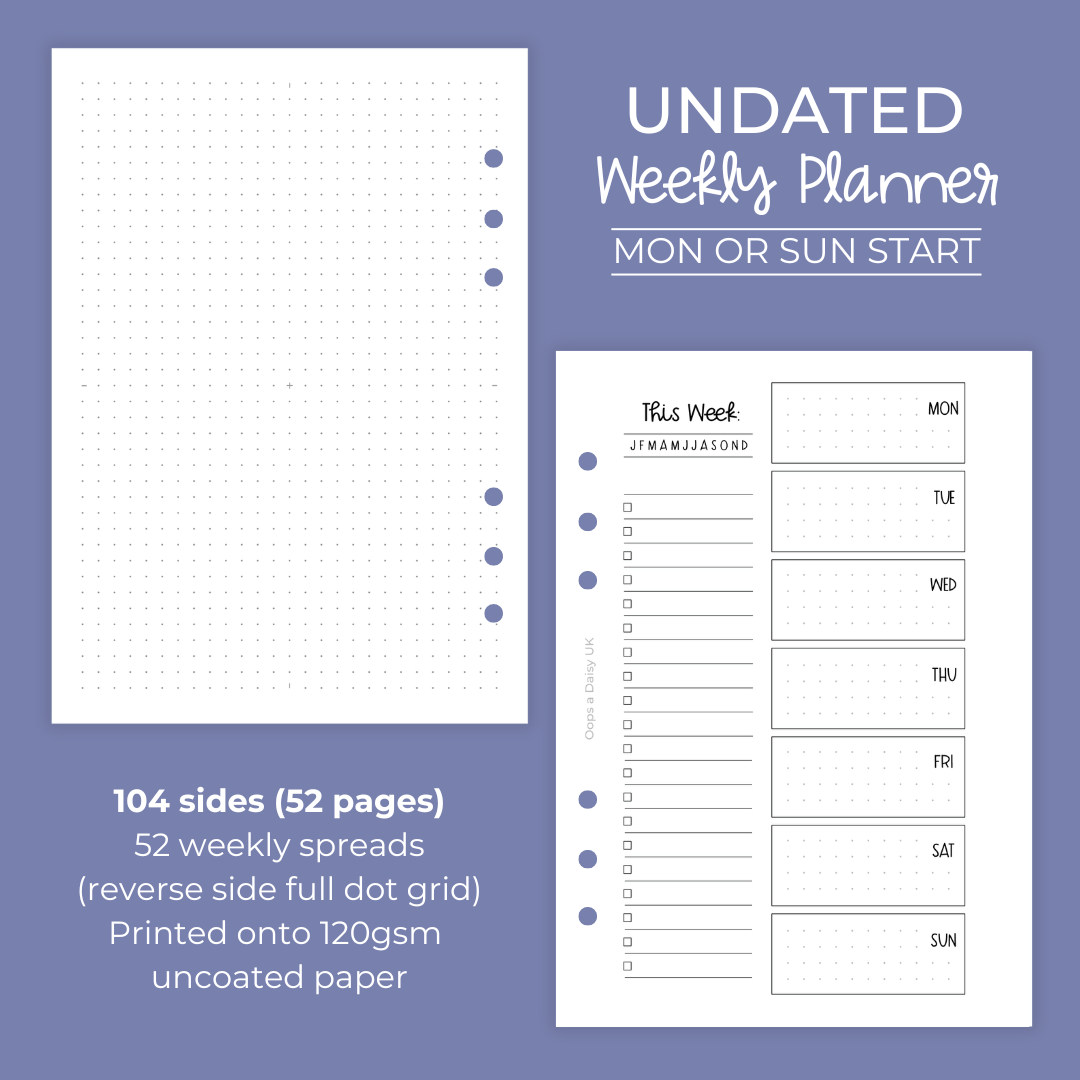 Oops a Daisy - Undated Weekly Planner (Mon Start) – A5 Hybrid Planner ...