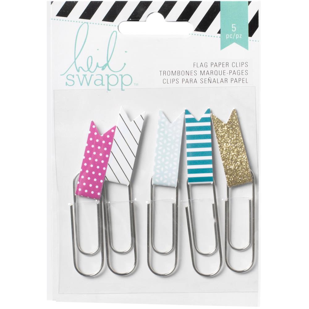 Heidi Swapp - Wanderlust Paper Clips - Flags - Set of 5 - CarefullyCrafted