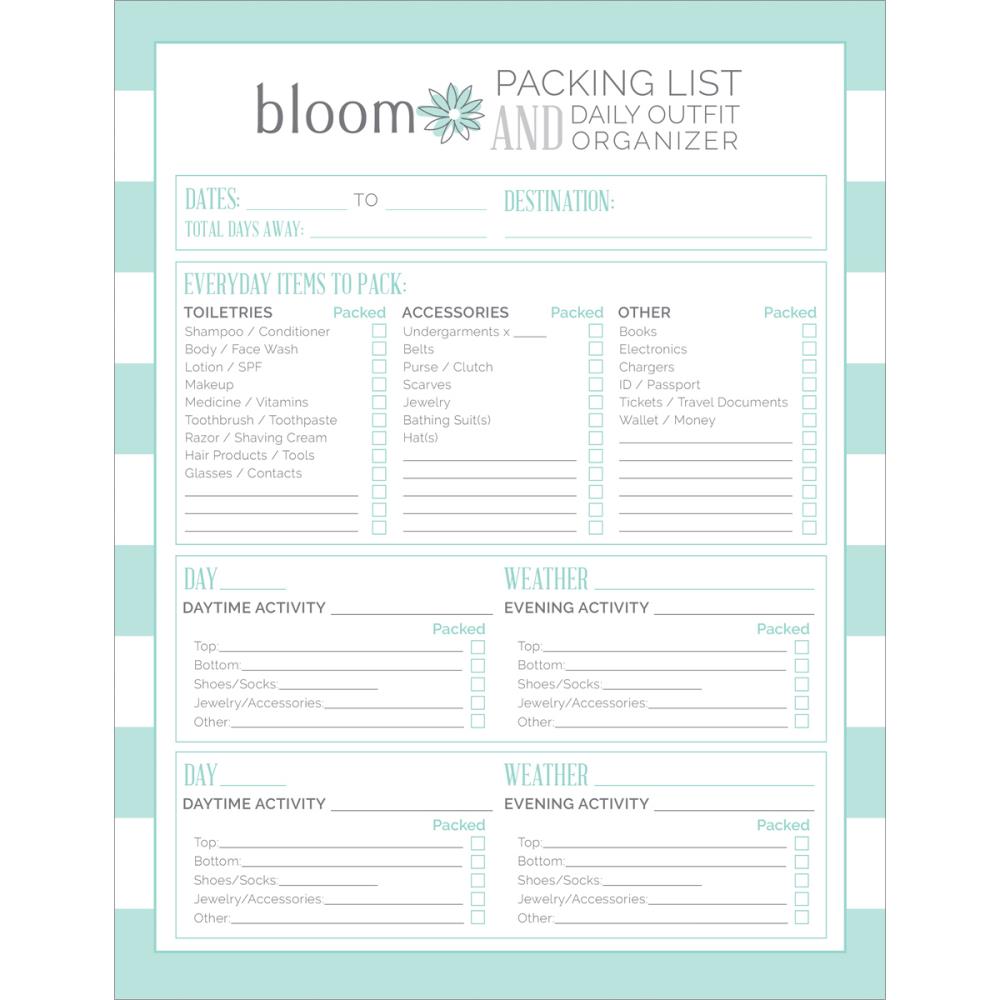 Bloom Daily Planners - Packing List Pad 8.5" x 11" - CarefullyCrafted