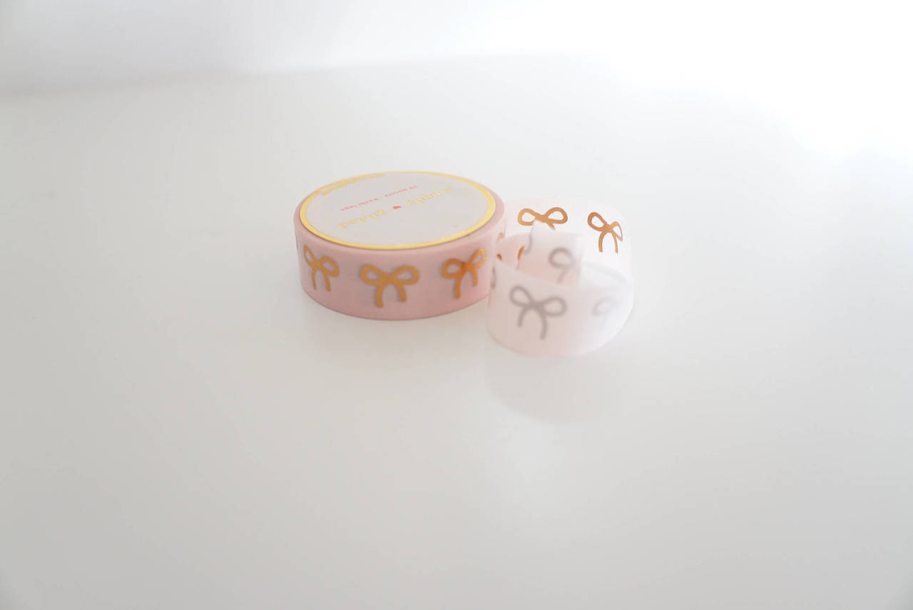 Simply Gilded - Washi Tape - Pink with Rose Gold Foil Bow ...