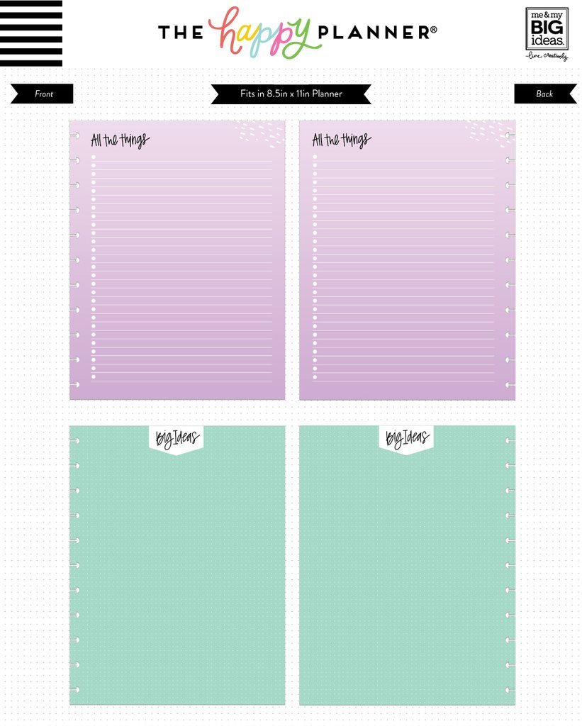 The Happy Planner - Me and My Big Ideas - Big Refill Note Paper - Full ...