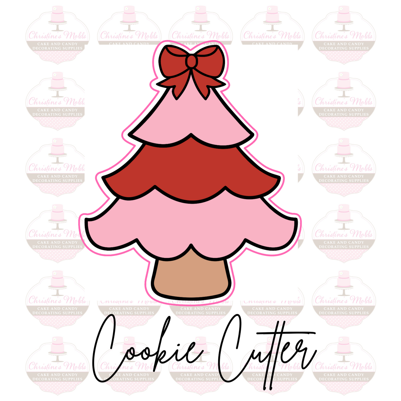 Tree with Bow Christmas Cookie Cutter - Christines Molds