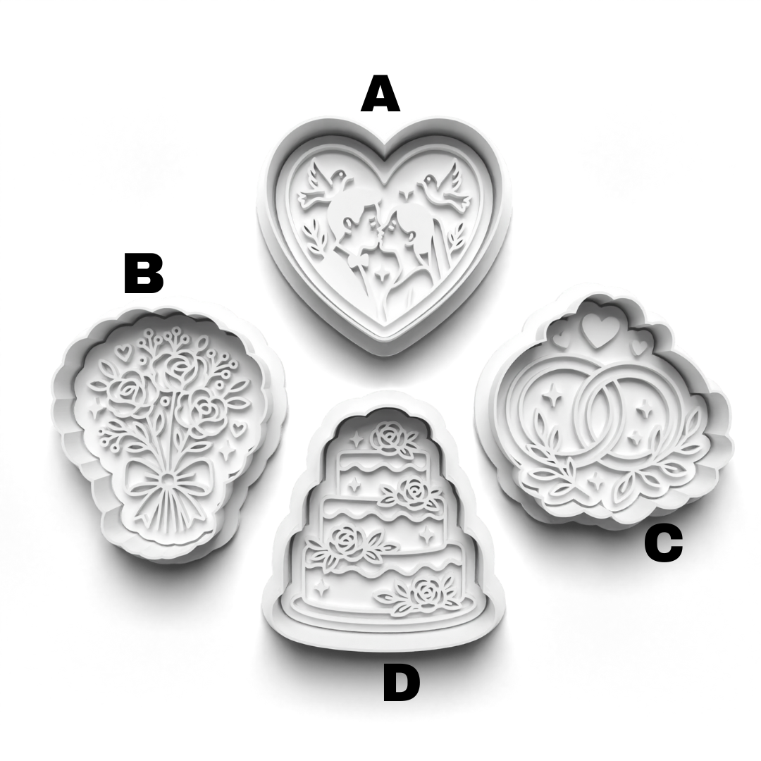 Wedding stamp and Cookie cutter Set 0862 - Christines Molds