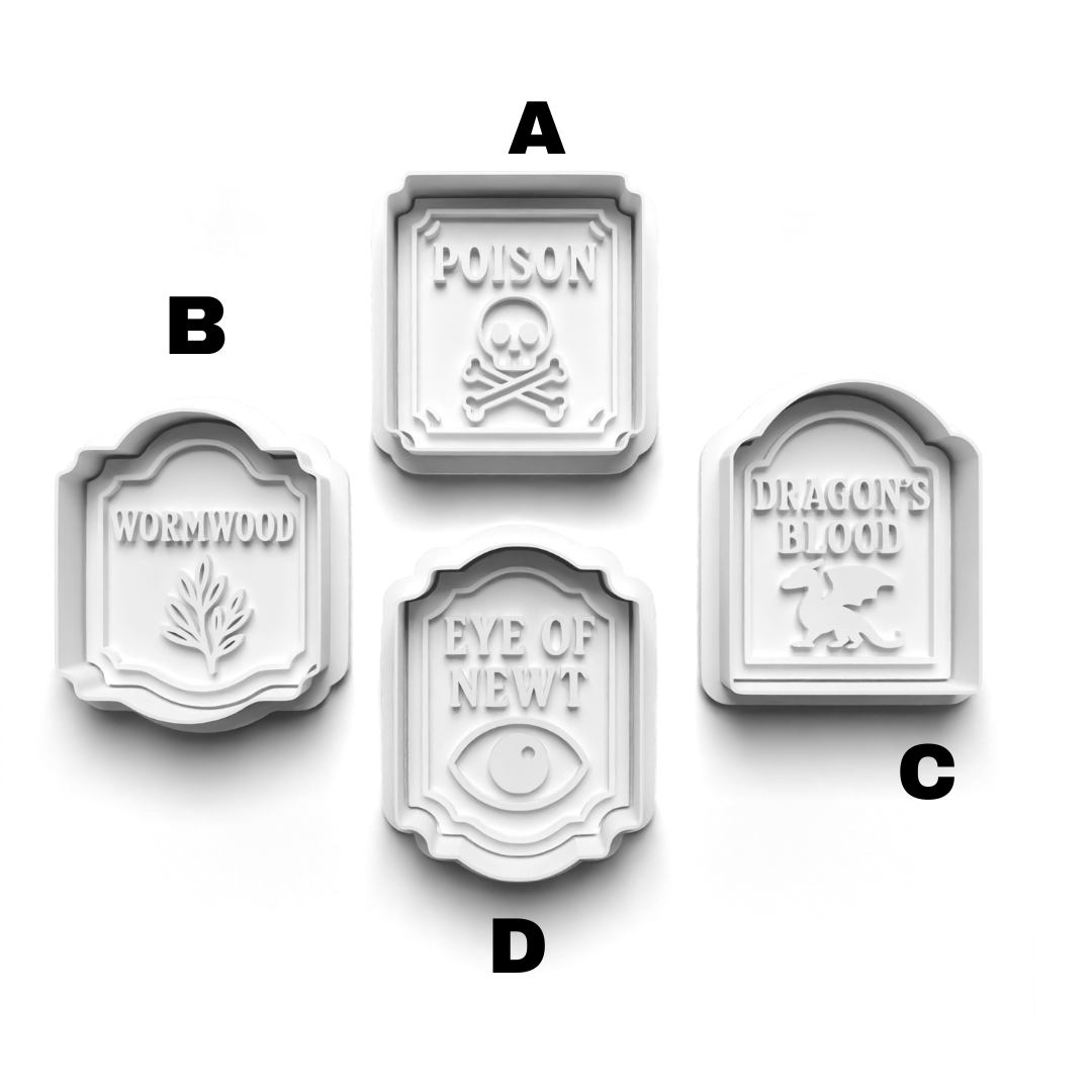 Apothecary Labels Stamp and Cookie cutter Set 0922 - Christines Molds